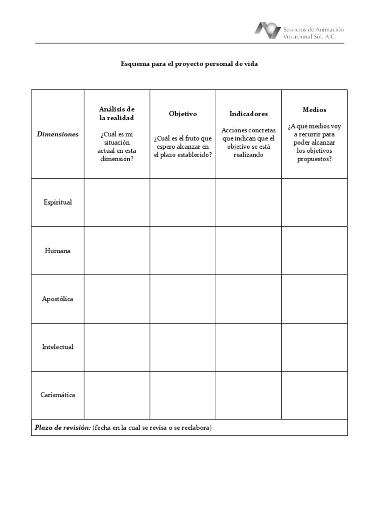 2 - Esquemas y Actividades Del Proyecto de Vida | PDF