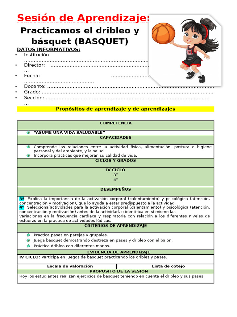 IV Ciclo Dia 4 E.F Practicamos El Dribleo y Básquet | PDF