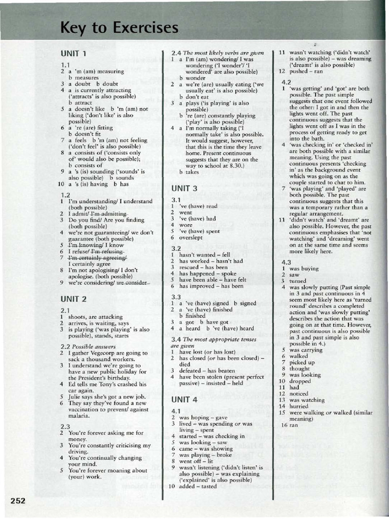 Advanced Grammar in Use - 2nd Edition - Exercises' Answer Key | PDF