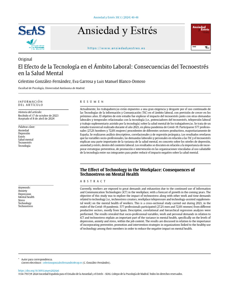 The Effect of Technology in The Workplace Consequences of Technostress ...