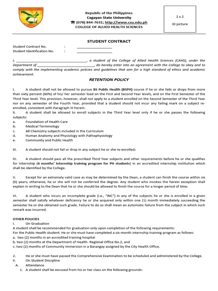 Student Contract W SIGN | PDF
