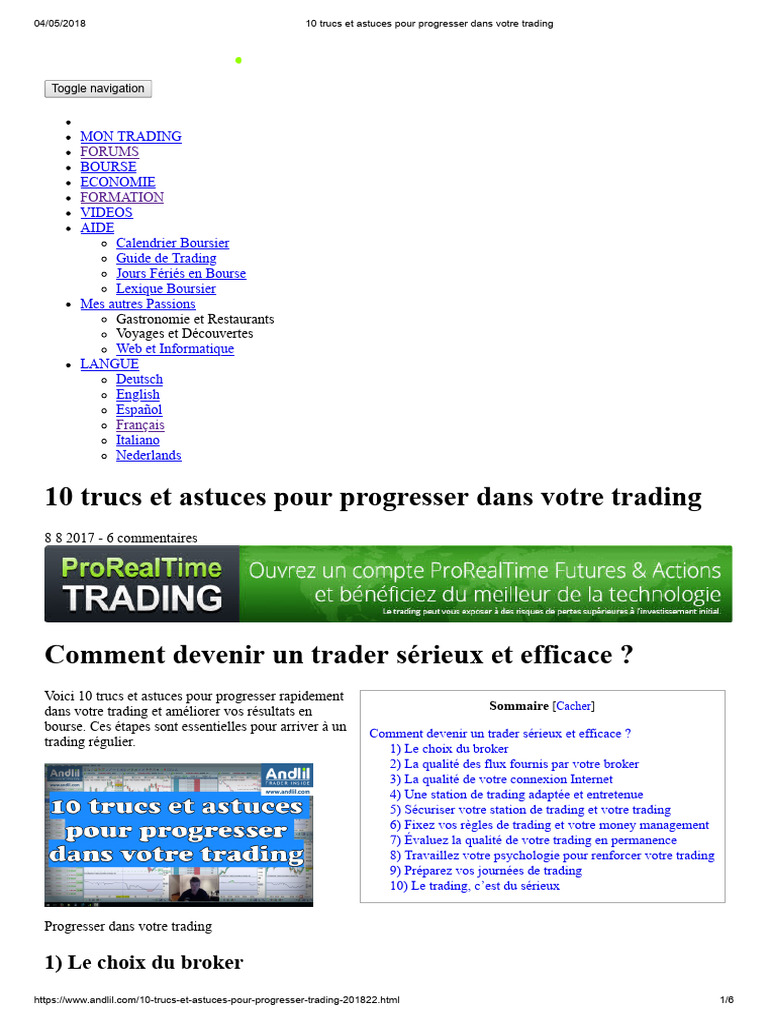 10 Trucs Et Astuces Pour Progresser Dans Votre Trading | PDF