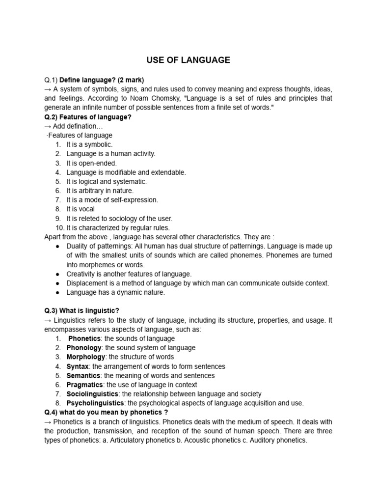 Use of Language | PDF