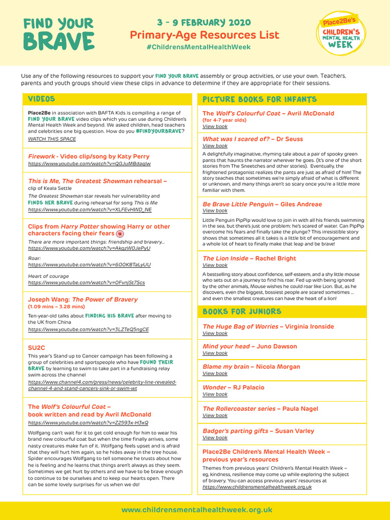 Find Your Brave Activities For Schools | PDF