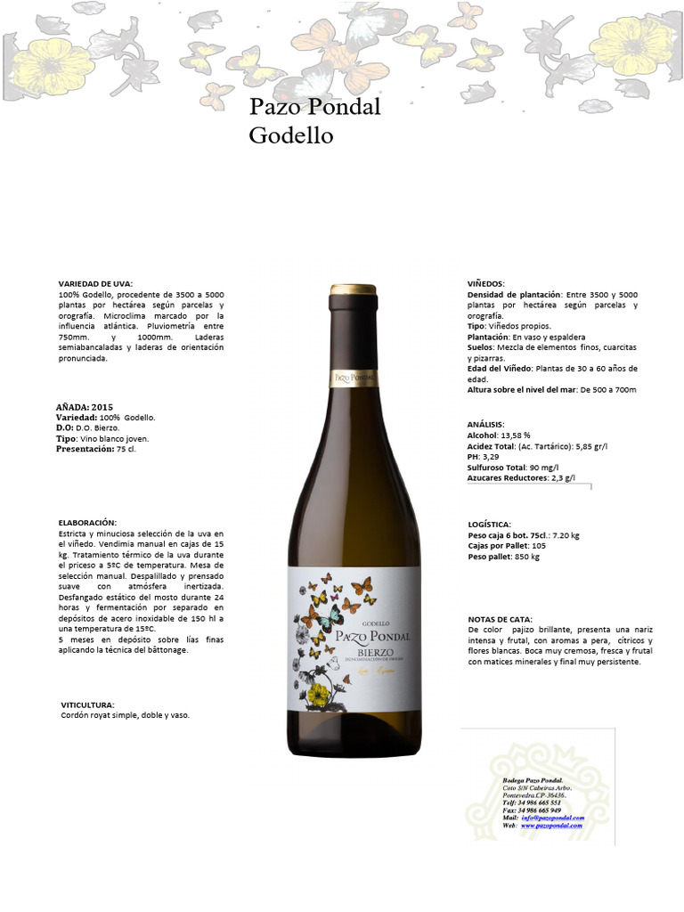 Ficha Tecnica Godello Pazo Pondal 2015 | PDF