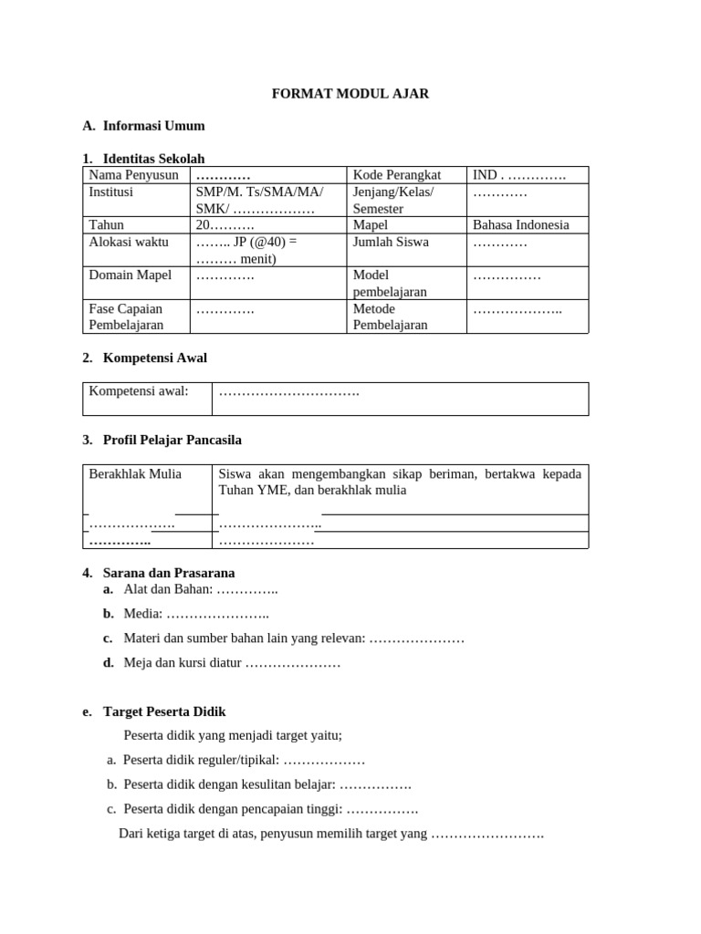 Format Modul Ajar | PDF