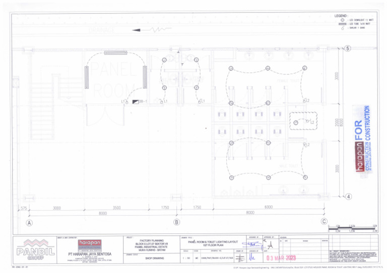 0309-Panel Room & Toilet Lighting Layout 1st Floor Plan | PDF
