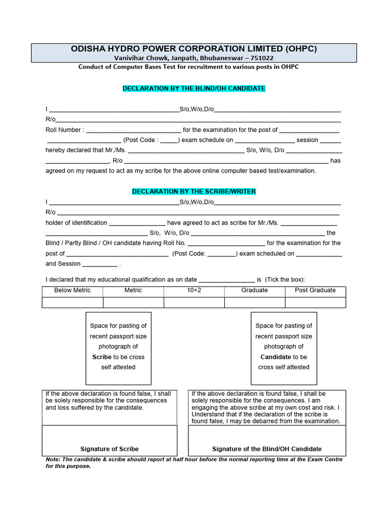 Scribe Form | PDF
