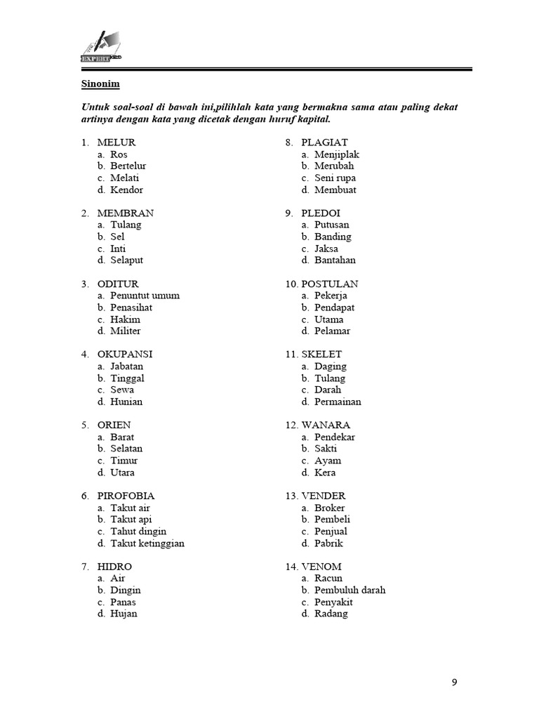 Soal TKD BUMN (Sinonim Dan Antonim) | PDF