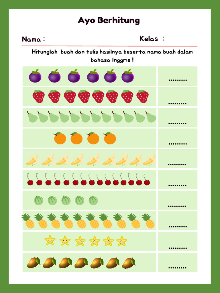 LKPD Kelas 2 SD Fruits and Numbers | PDF