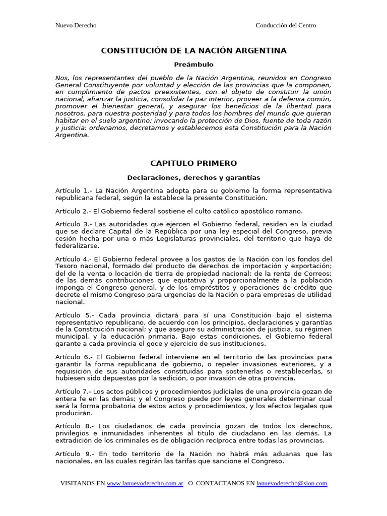 Constitución De La Nación Argentina Pdf