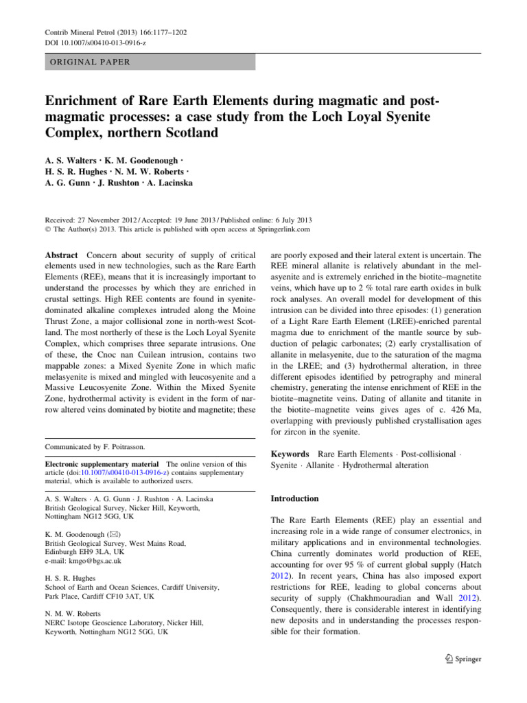 Erriquecimiento de Tierras Raras Loch Loyal Syenite | PDF