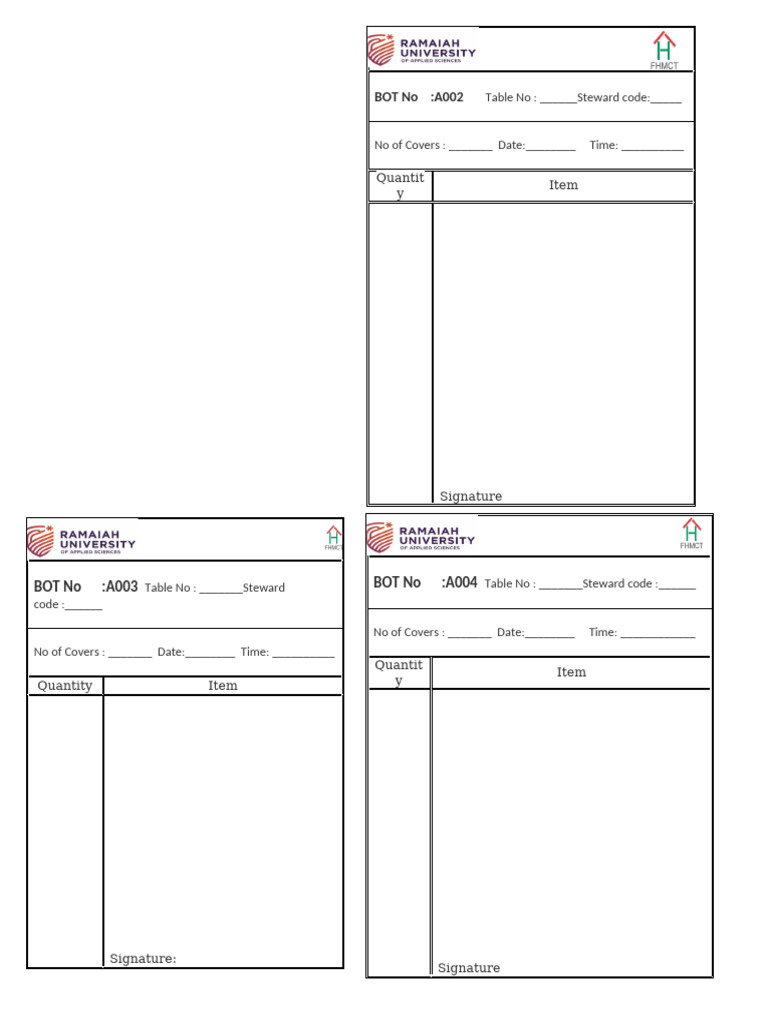 Restaurant Order Forms | PDF
