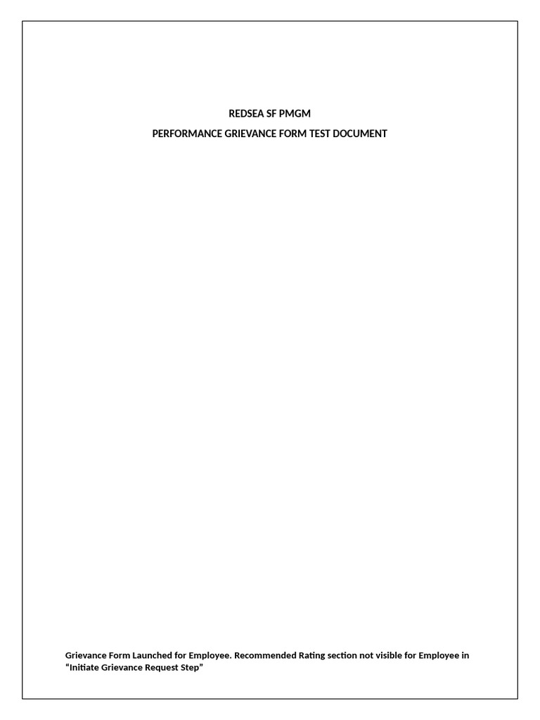 SF PMGM - Performance Grievance Test Document | PDF