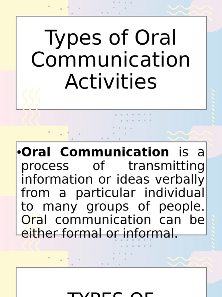 Types of Oral Communication Activities | PDF