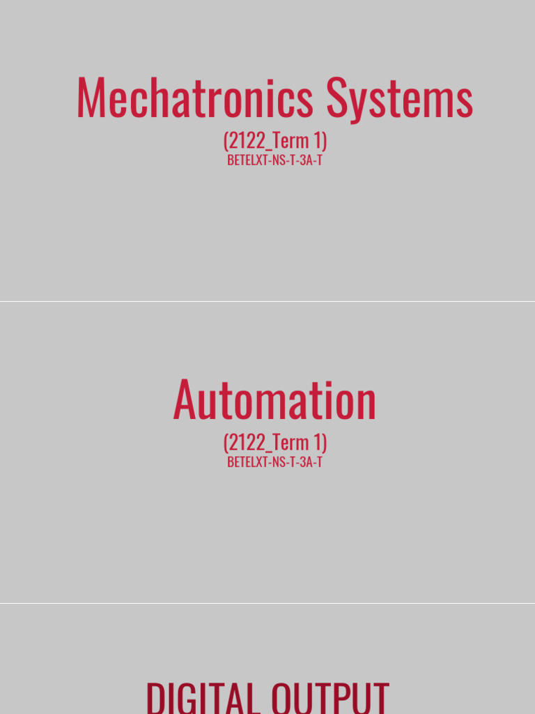 2223 Term1 Mechatronics Systems Week 7 Introduction To PLCs 1 | PDF ...