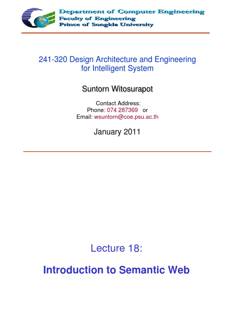 241-320 Design Architecture and Engineering For Intelligent System | PDF | Semantic Web ...