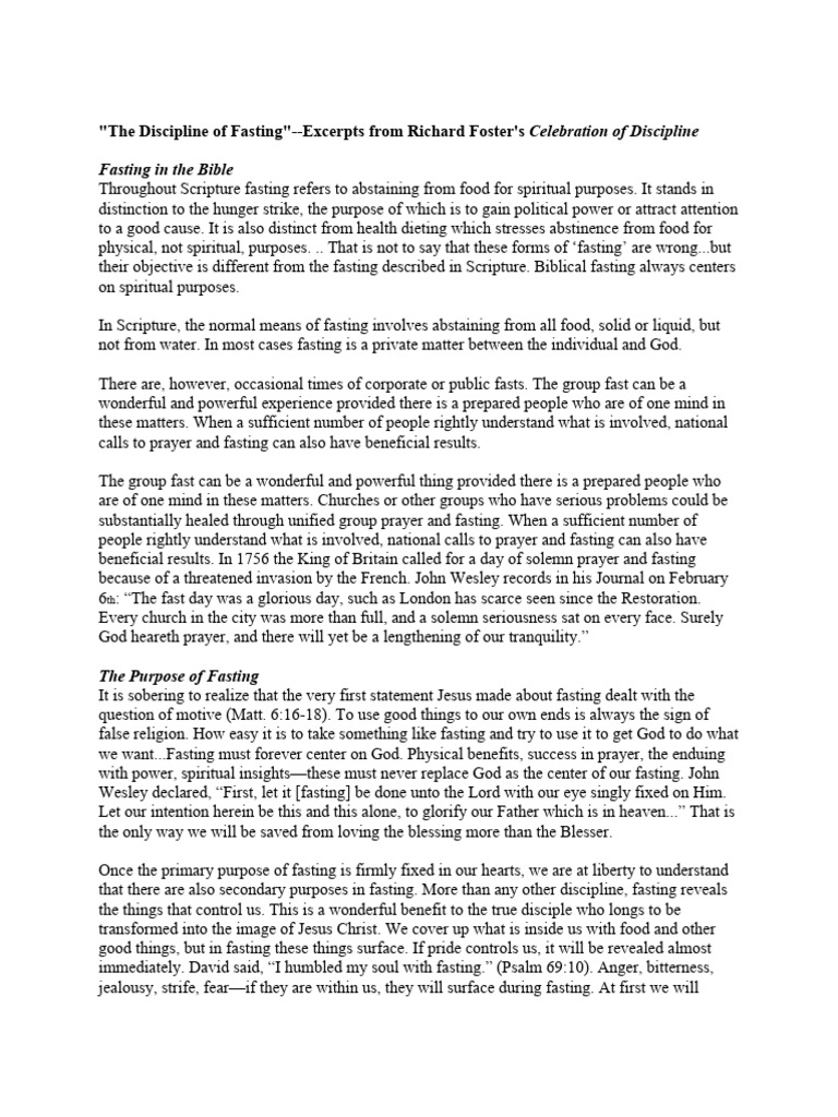 The Discipline of Fasting | PDF | Fasting | Religion & Spirituality