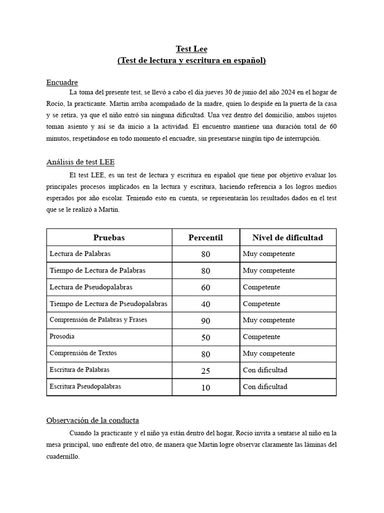 Analisis Del Test Lee | PDF