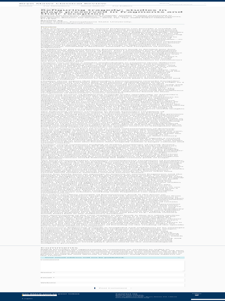 Refiguring Tragedy: Studies in Plays Preserved in Fragments and Their ...