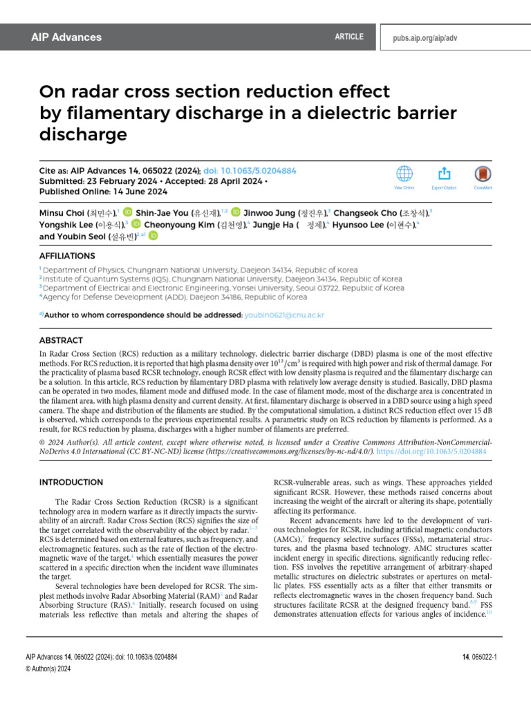 On Radar Cross Section Reduction Effect by Filamen | PDF