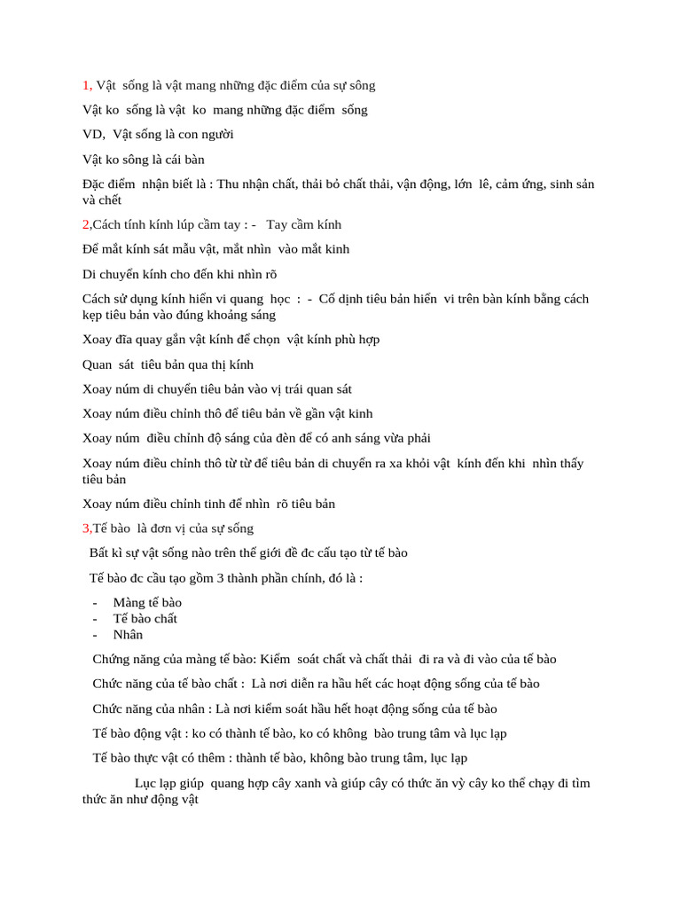 Đề cương Sinh | PDF