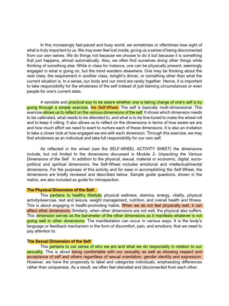The Self Wheel | PDF