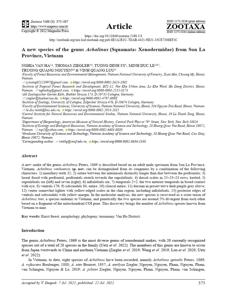 Achalinus Vanhoensis (Ha Et Al. 2022 A New Achalinus Species From Son ...
