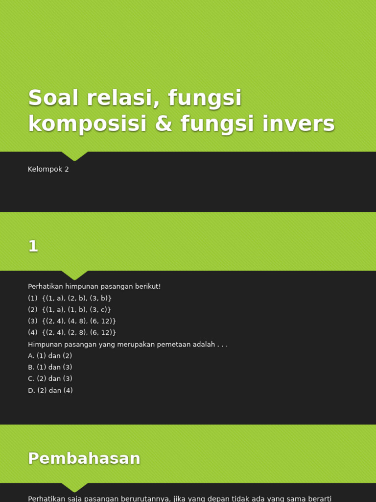 Soal Relasi, Fungsi Komposisi & Fungsi Invers | PDF