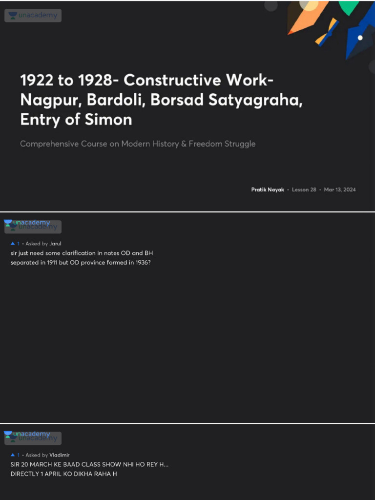 1922 To 1928 Constructive Work Nagpur Bardoli Borsad Satyagraha Entry ...