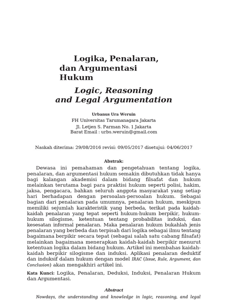 ID Logika Penalaran Dan Argumentasi Hukum | PDF