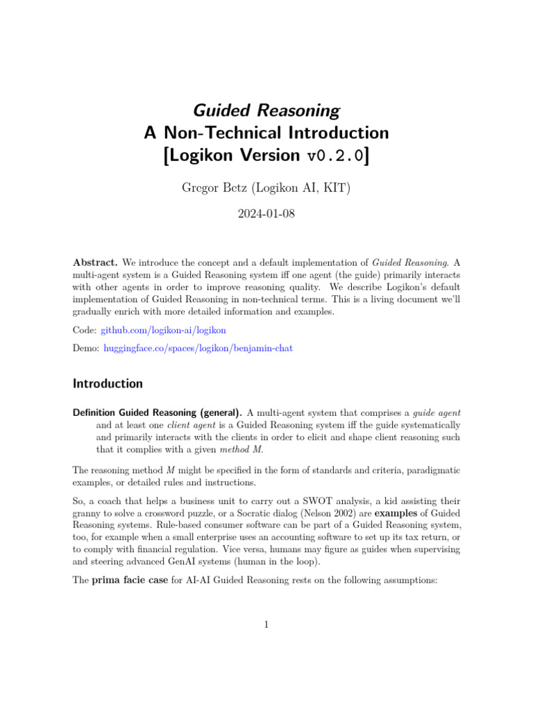Guided Reasoning A Non-Technical Introduction (Logikon Version v0.2.0 ...