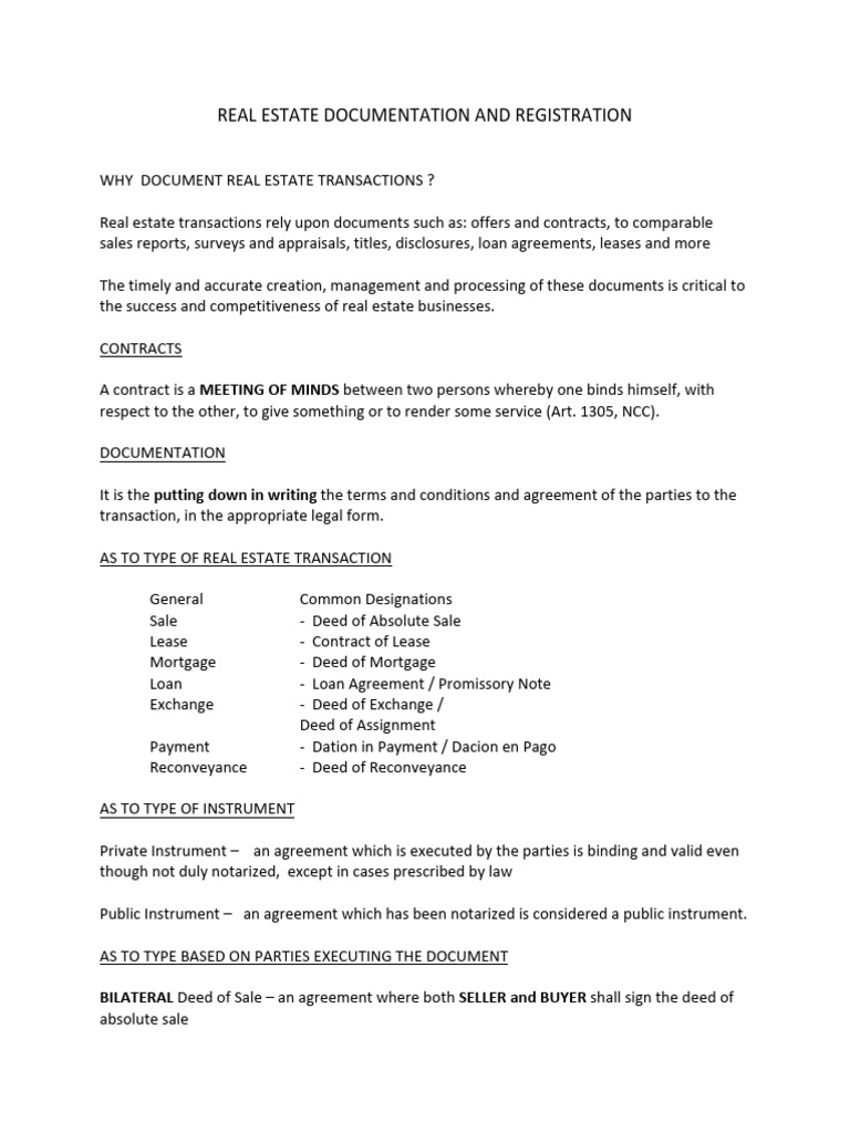 Real Estate Documentation and Registration | PDF
