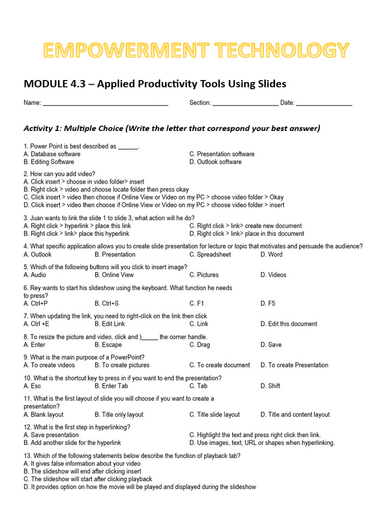 8b. EMPOWERMENT TECHNOLOGY Activity 2 To Be Answered and Performed | PDF