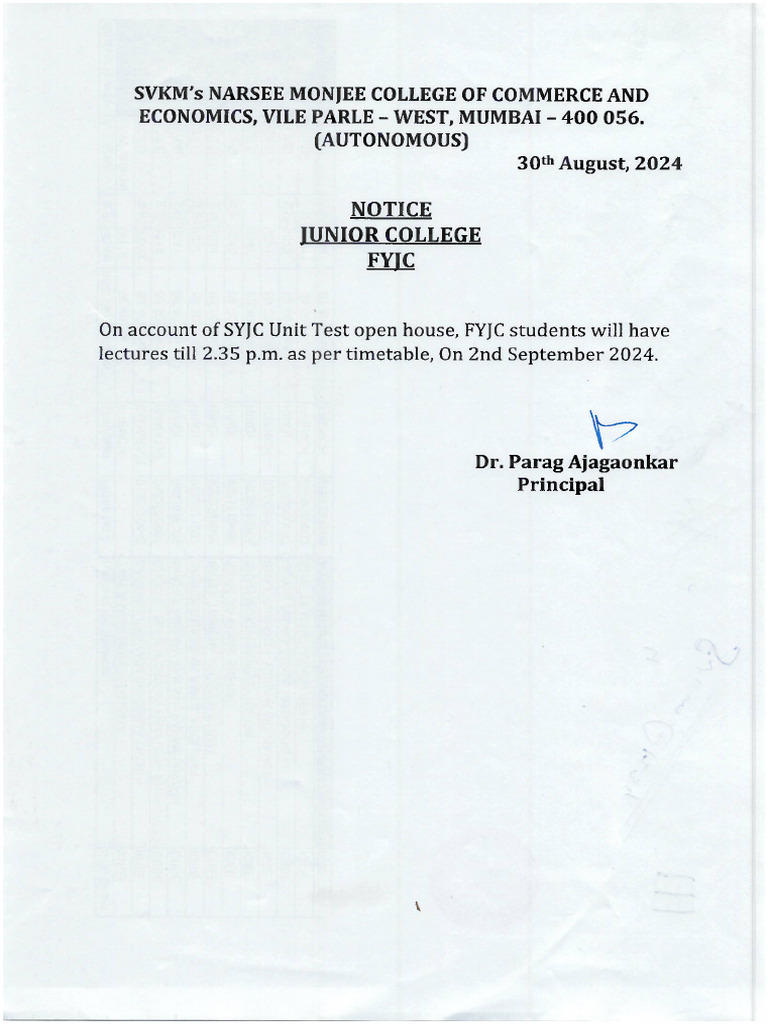 FYJC Notice | PDF