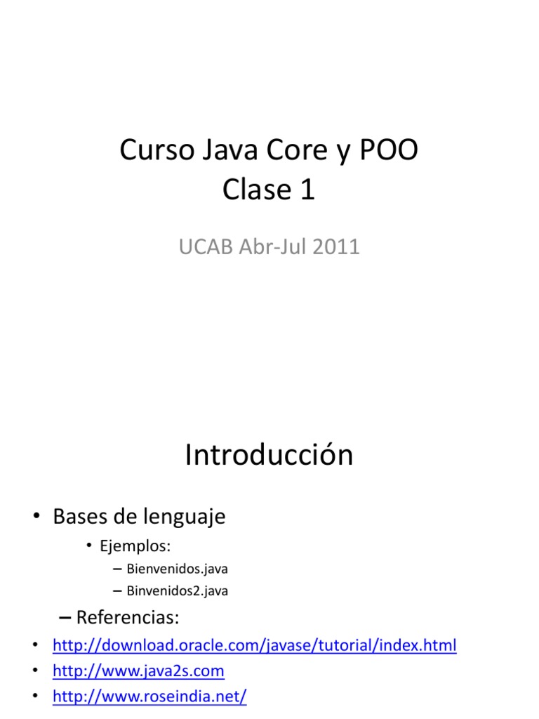 Curso Java Core y POO - 1 | PDF | Byte | Java (lenguaje de programación)