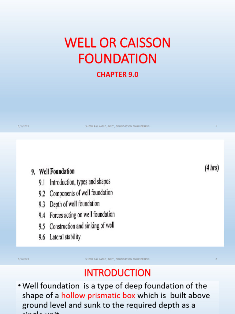 Chapter 9 (Well Foundation) | PDF
