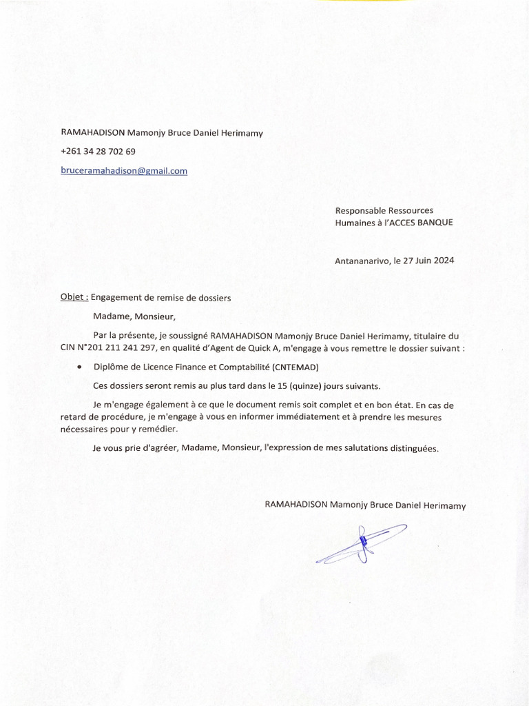 Lettre D'engagement | PDF