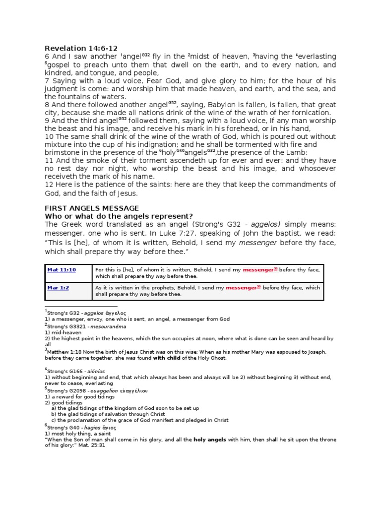 Three Angels Messages - Revelation 14:6-12 | PDF | Last Judgment | John ...