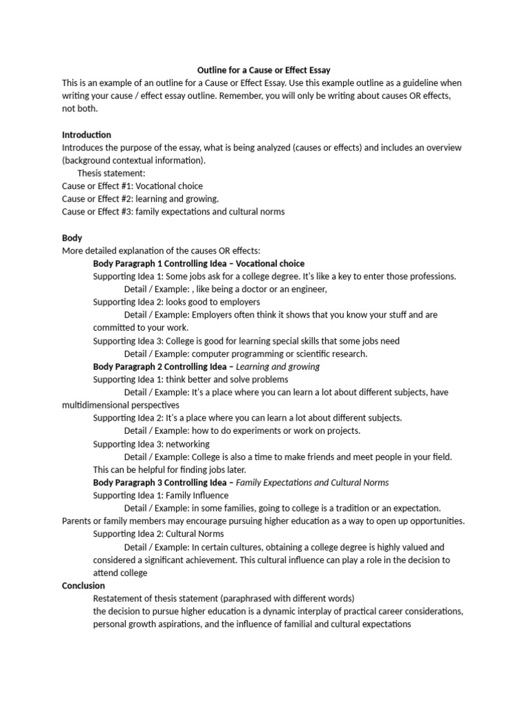 Outline For A Cause Effect Essay-1 | PDF