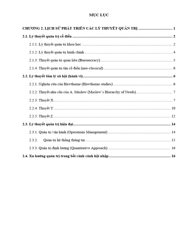 ULAW - Chương 2 - LS phát triển các học thuyết quản trị | PDF