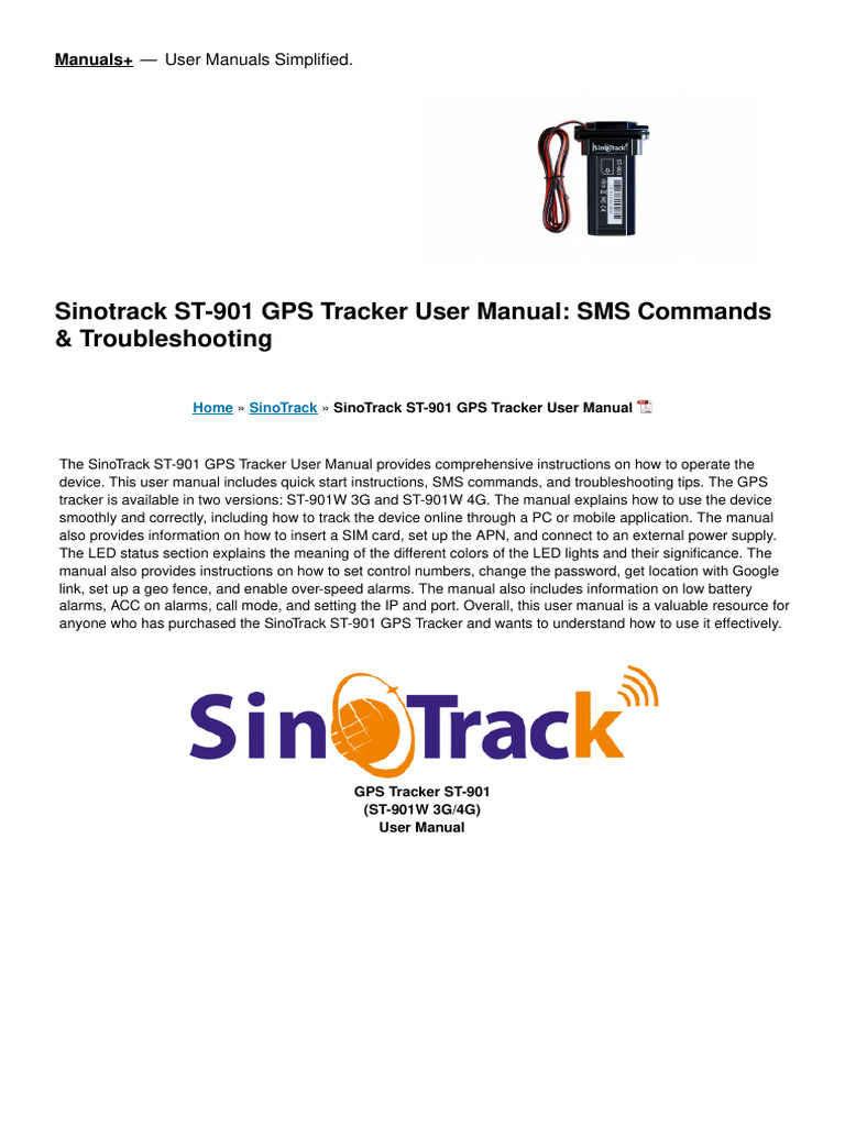ST 901 Gps Tracker Manual | PDF
