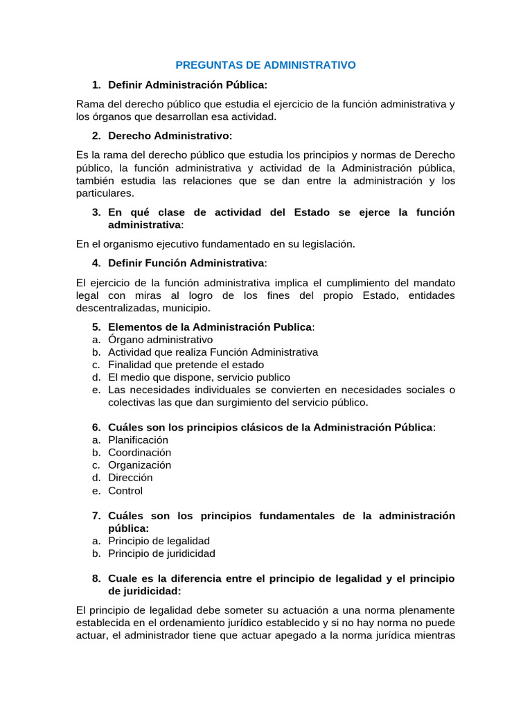 Preguntas de Administrativo | PDF
