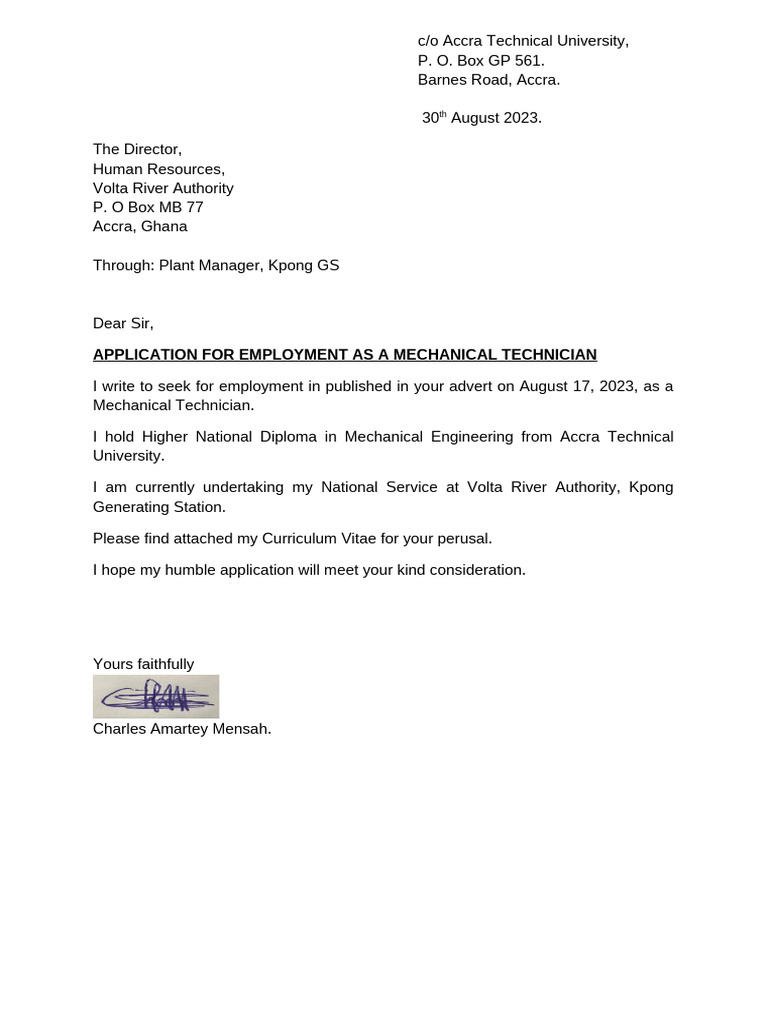 Charles Application Letter | PDF