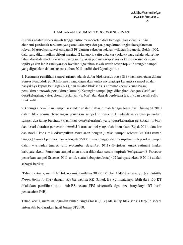 Metodologi Susenas | PDF