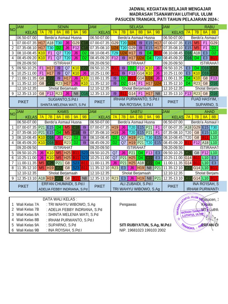 Jadwal KBM 2024-2025 Warna | PDF