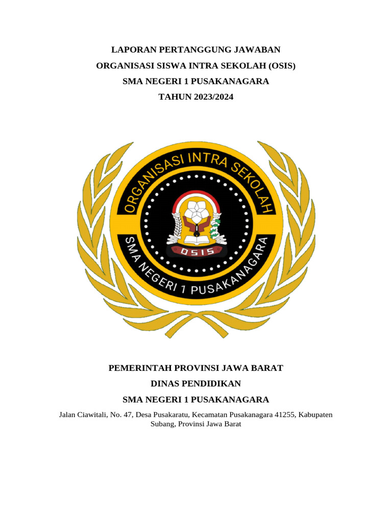 Laporan Pertanggung Jawaban Osis 20232024 | PDF