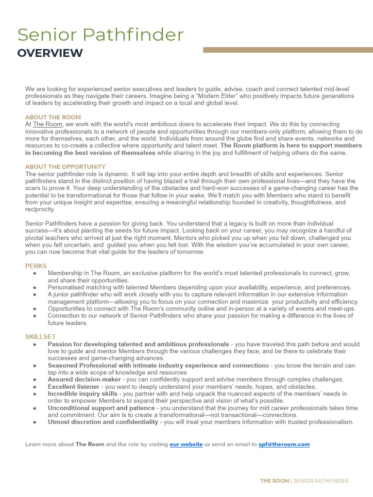 Senior Pathfinder Overview Role | PDF