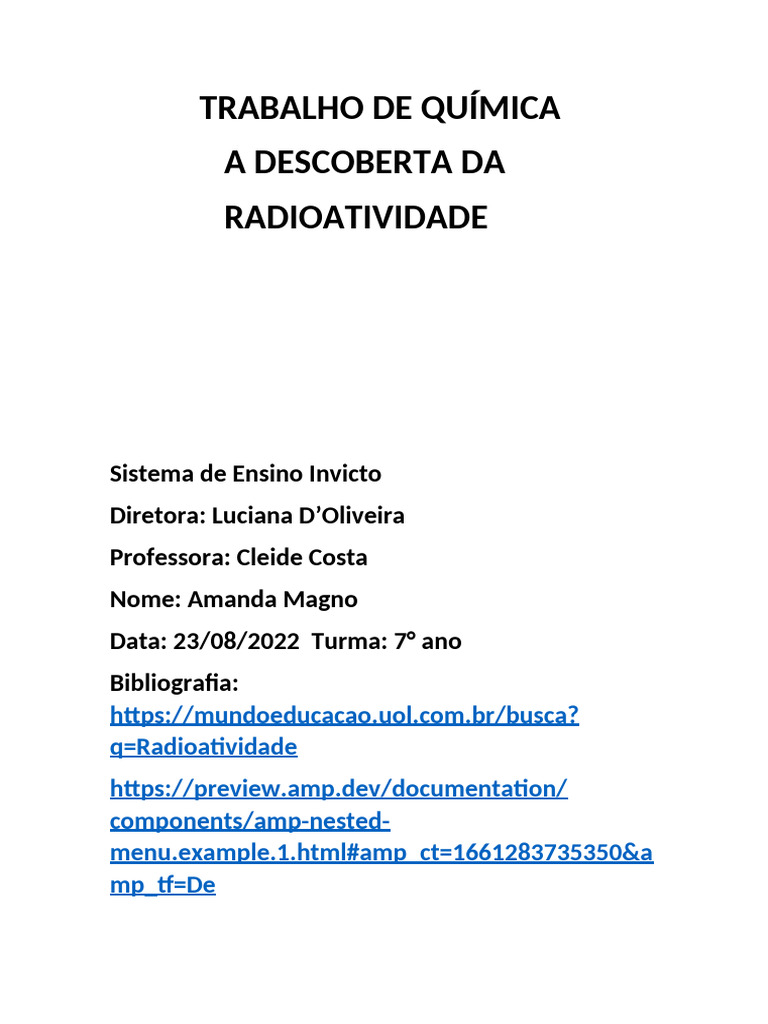 A Descoberta Da Radioatividade | PDF