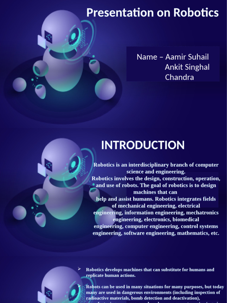 Presentation On Robotics | PDF | Actuator | Robotics